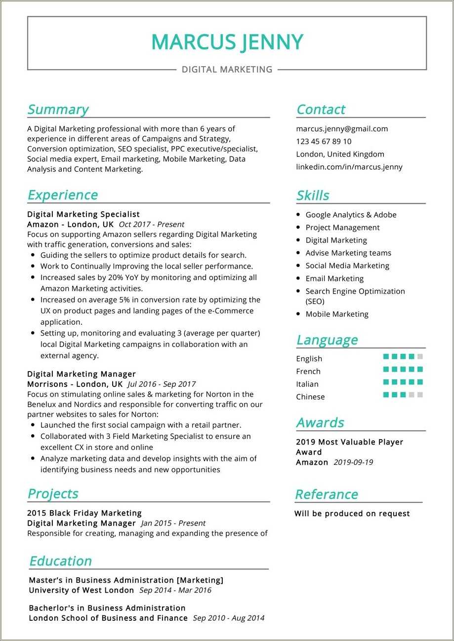 Marketing Resume Executive Summary Example Resume Example Gallery