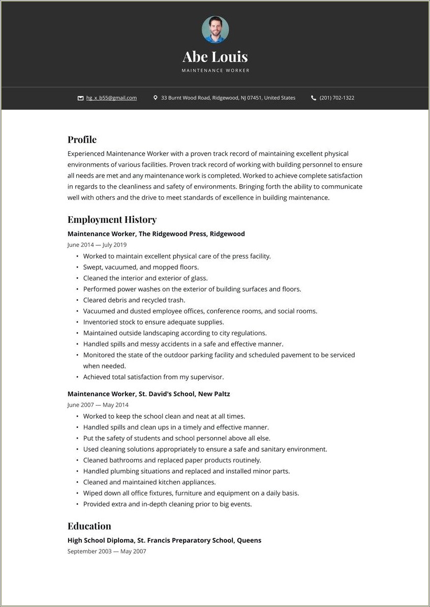 General Maintenance Worker Resume Examples Resume Example Gallery general-maintenance-worker-resume-examples-resume-example-gallery