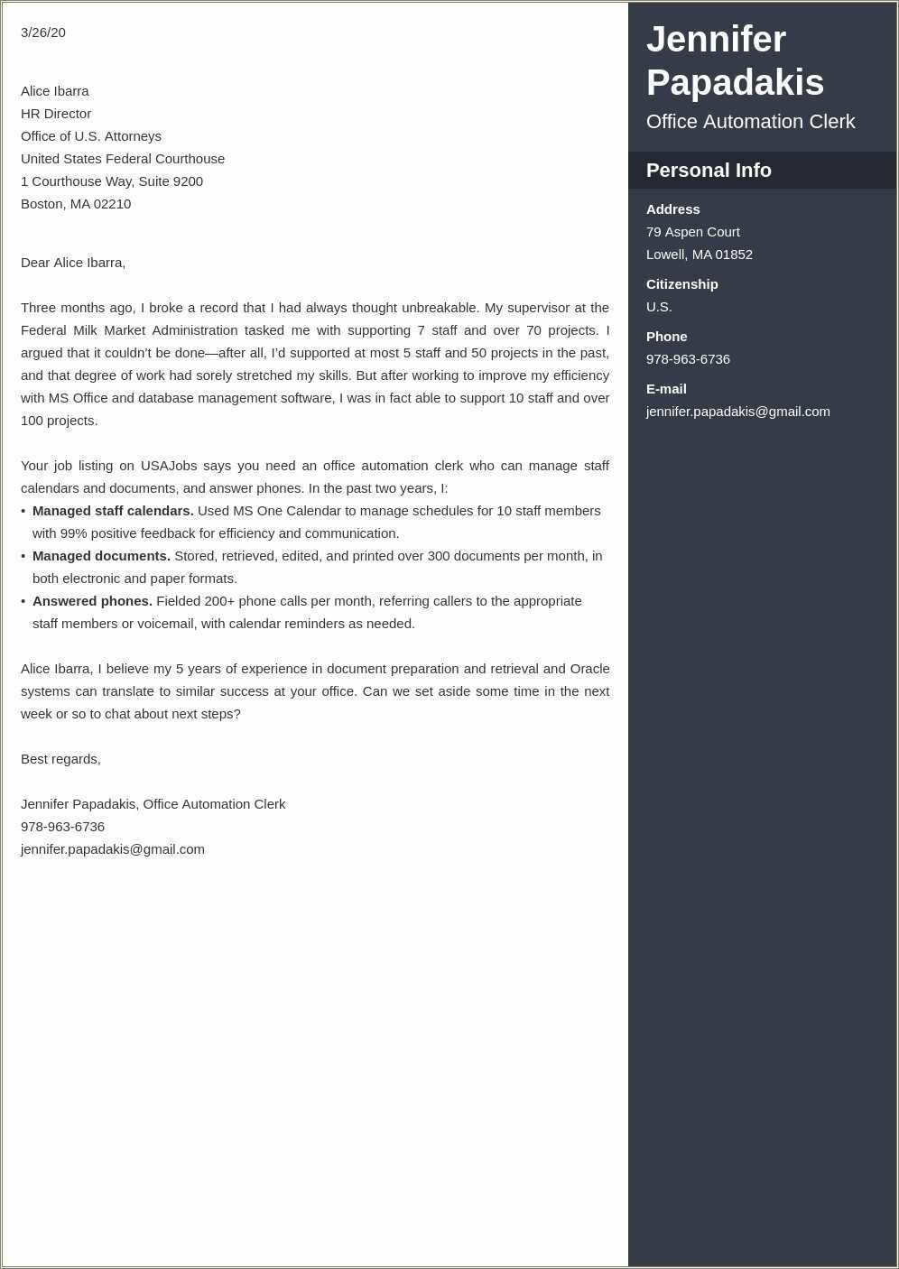 Federal Resume Cover Letter Example Resume Example Gallery