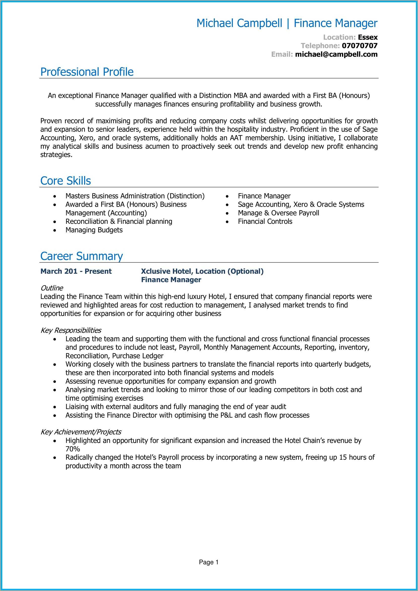 Financal Counselor Career Resume Profile Examples Resume Example Gallery