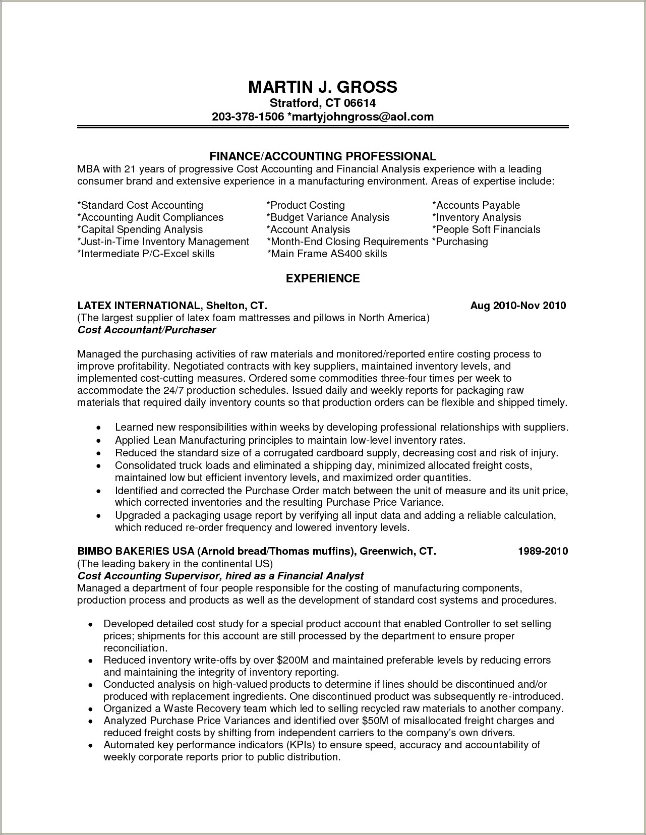 Financial Analyst Resume Career Objective Resume Example Gallery