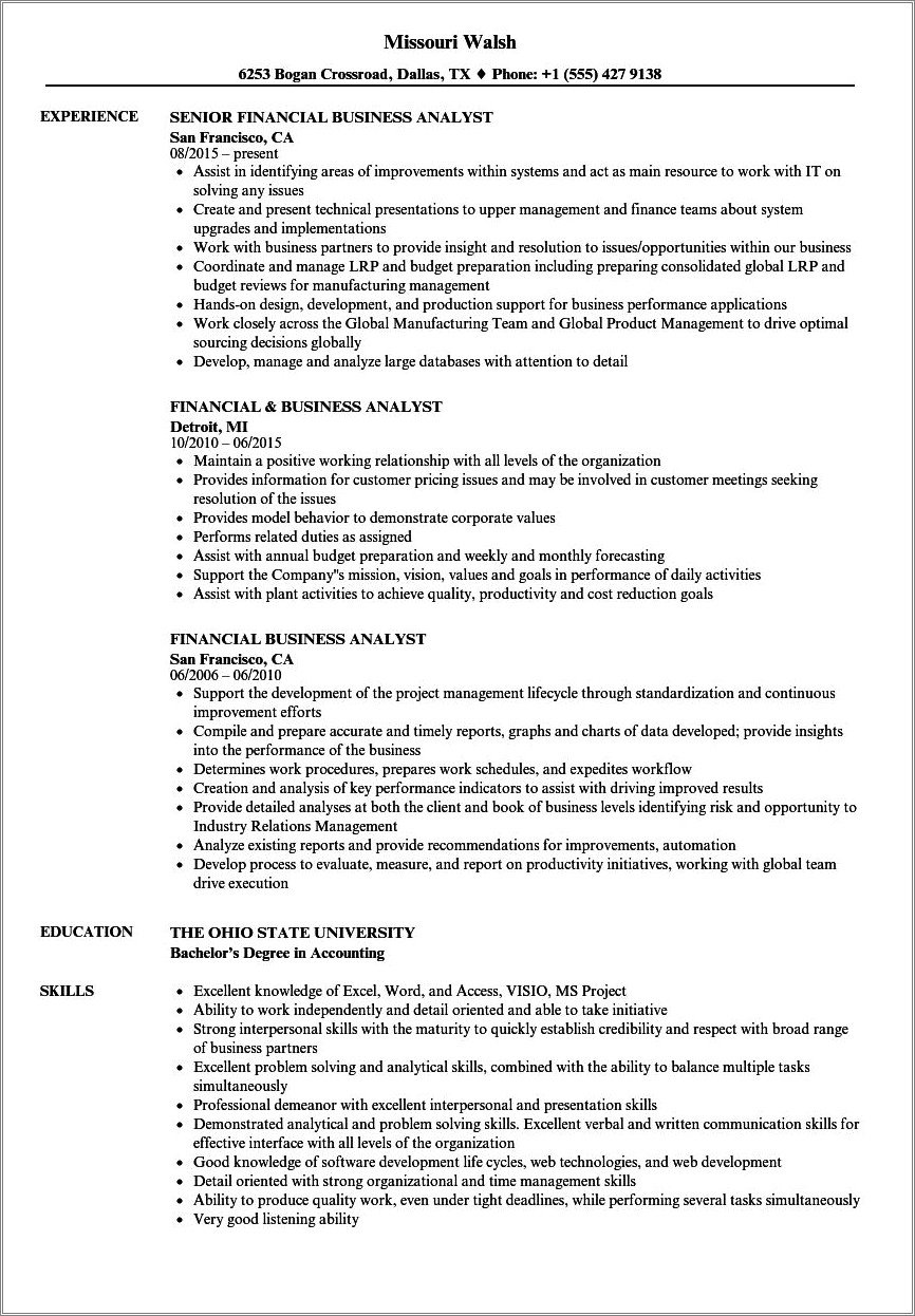 Sample Financial Analyst Resume Objectives Resume Example Gallery sample-financial-analyst-resume-objectives-resume-example-gallery