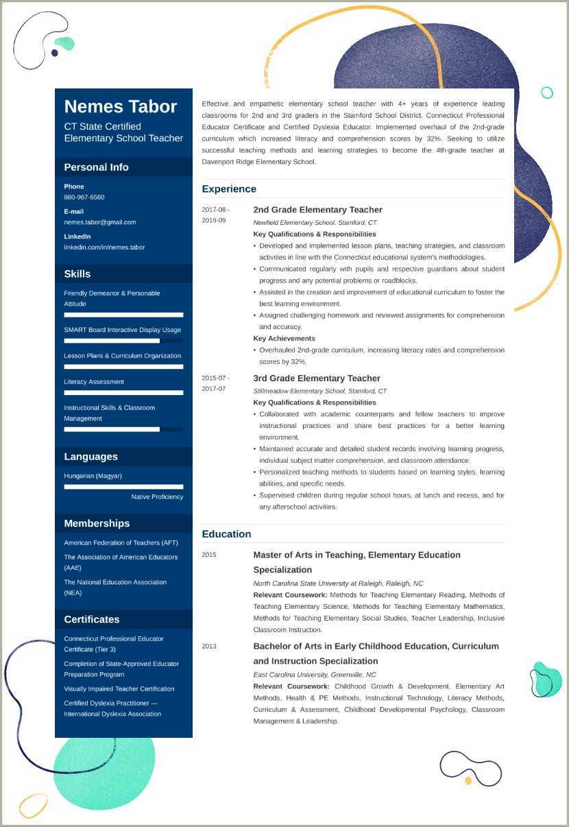 First Year Elementary Teacher Resume Examples Resume Example Gallery