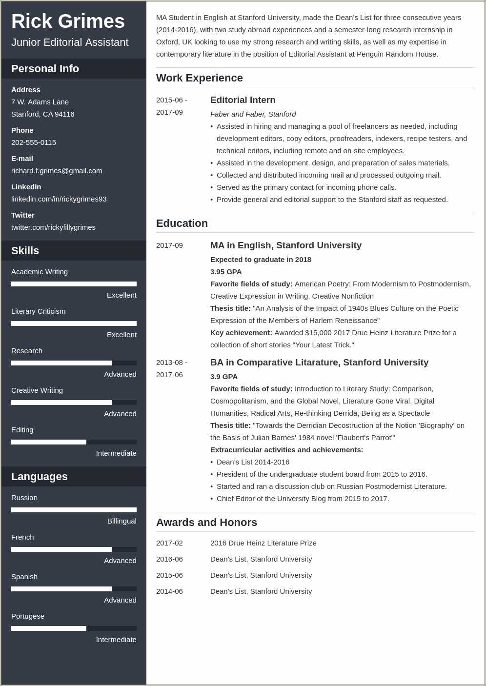 Resume Template Entry Level Free Resume Example Gallery