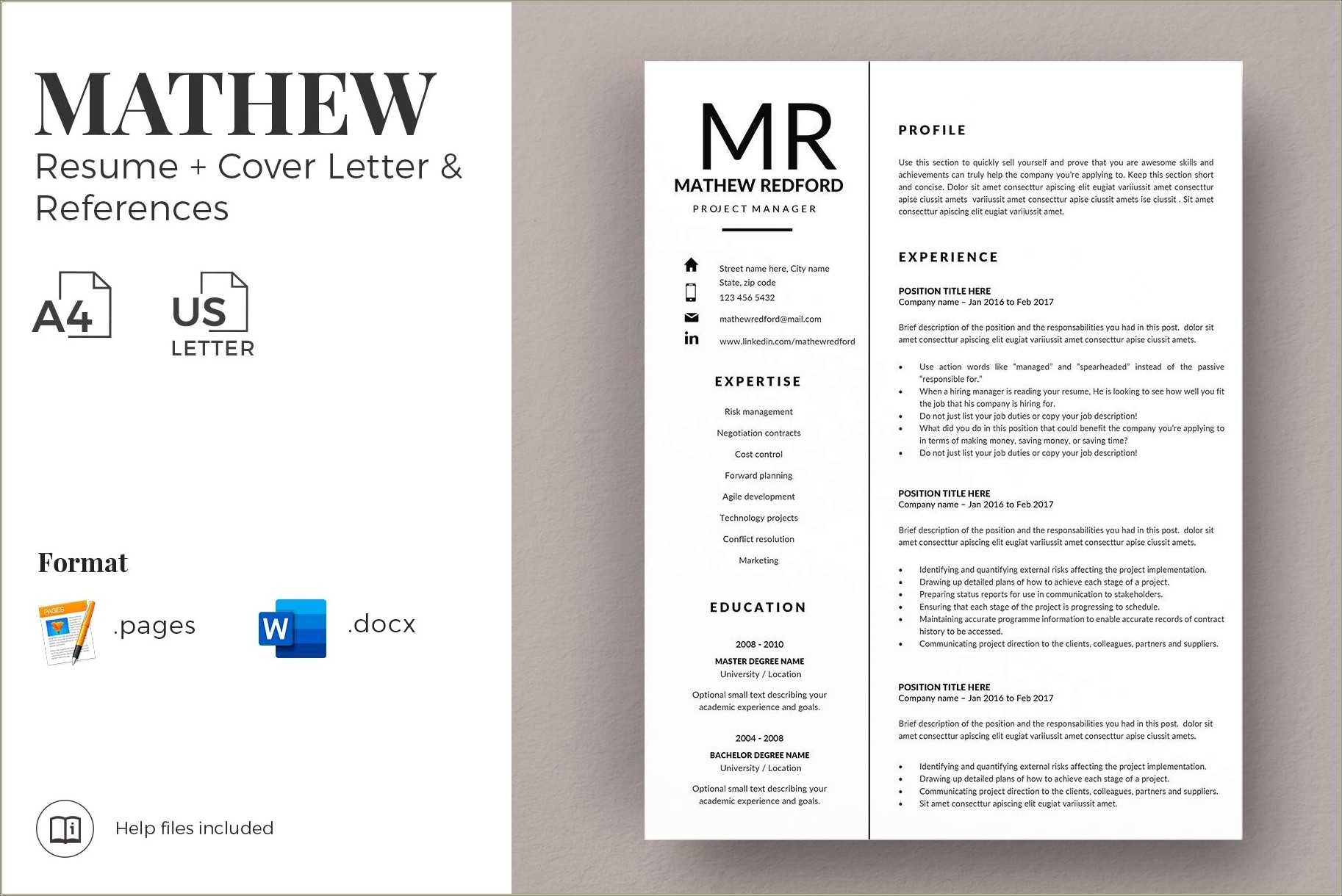 Project Manager Resume Template Microsoft Word Resume Example Gallery