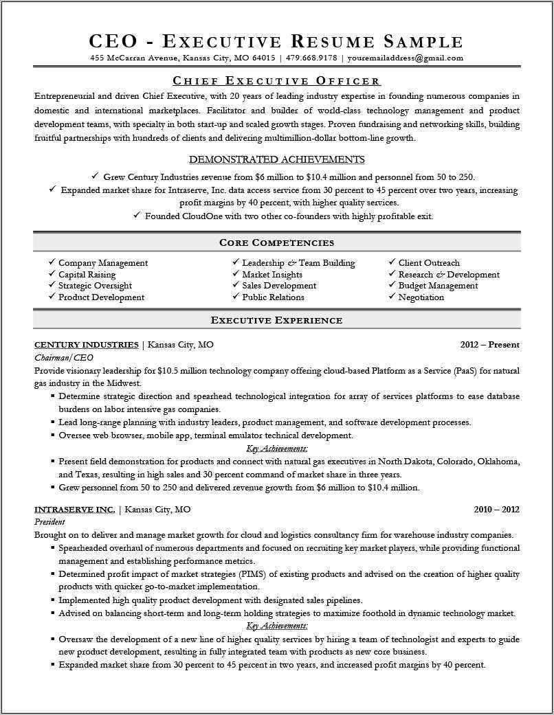 Senior Executive Resume Template Free Resume Example Gallery