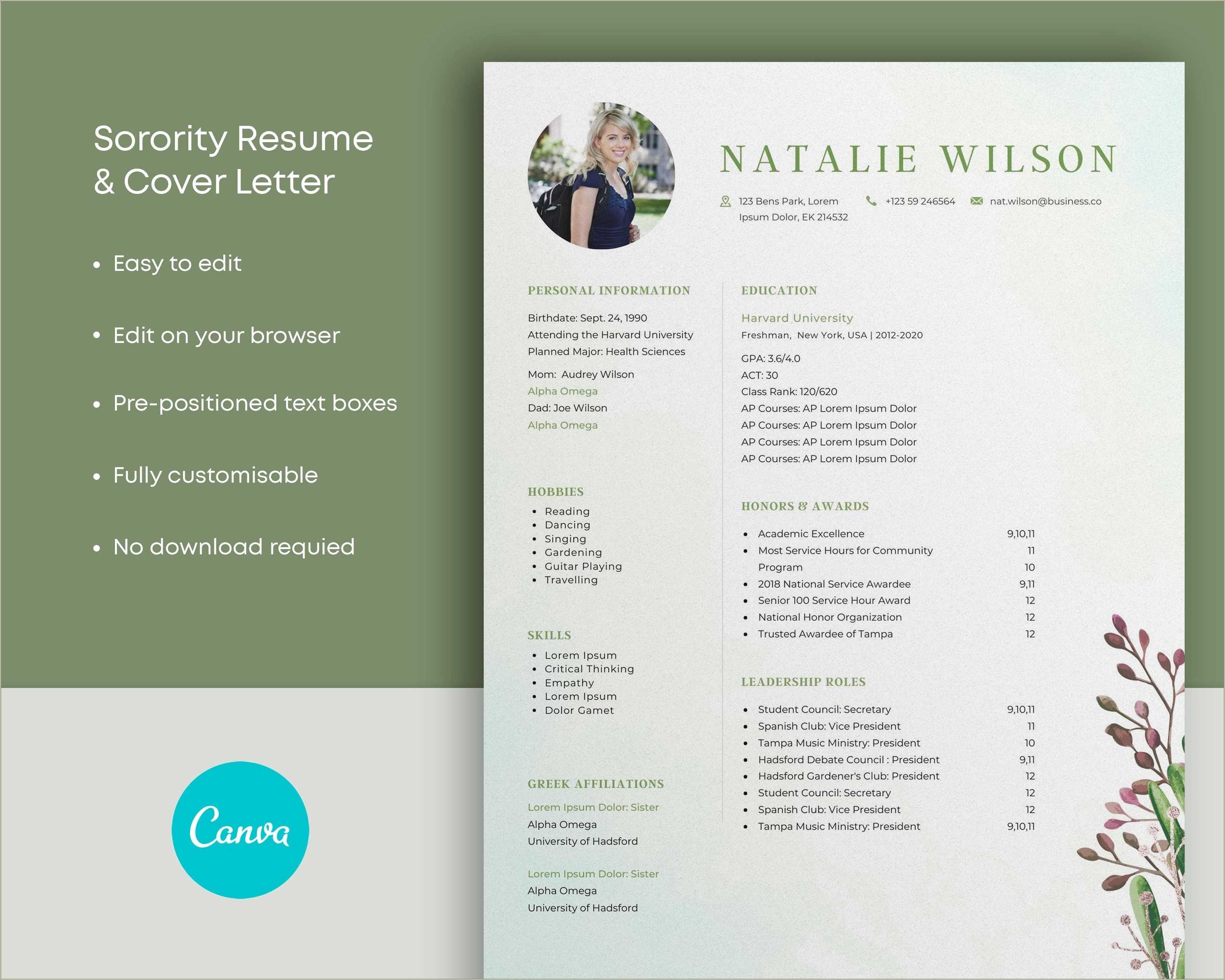 Free Sorority Resume Template Download Resume Example Gallery