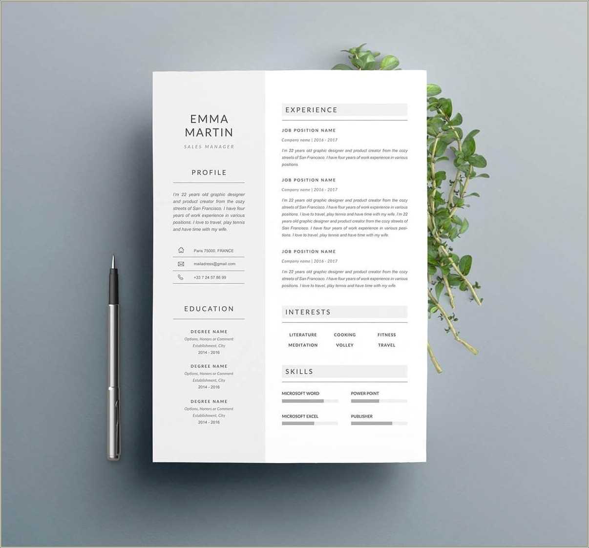 One Page Resume Template Doc Free Resume Example Gallery One Page Resume Template Doc Free Resume Example Gallery