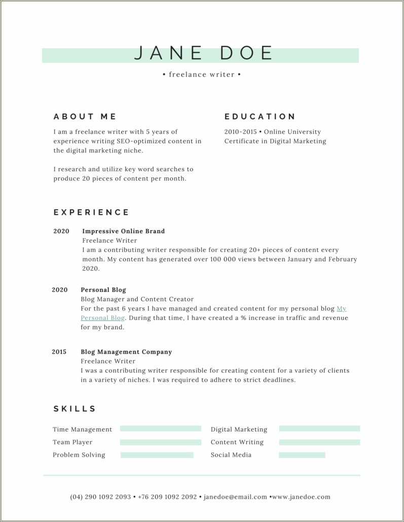 Freelance Content Writer Resume Samples Resume Example Gallery