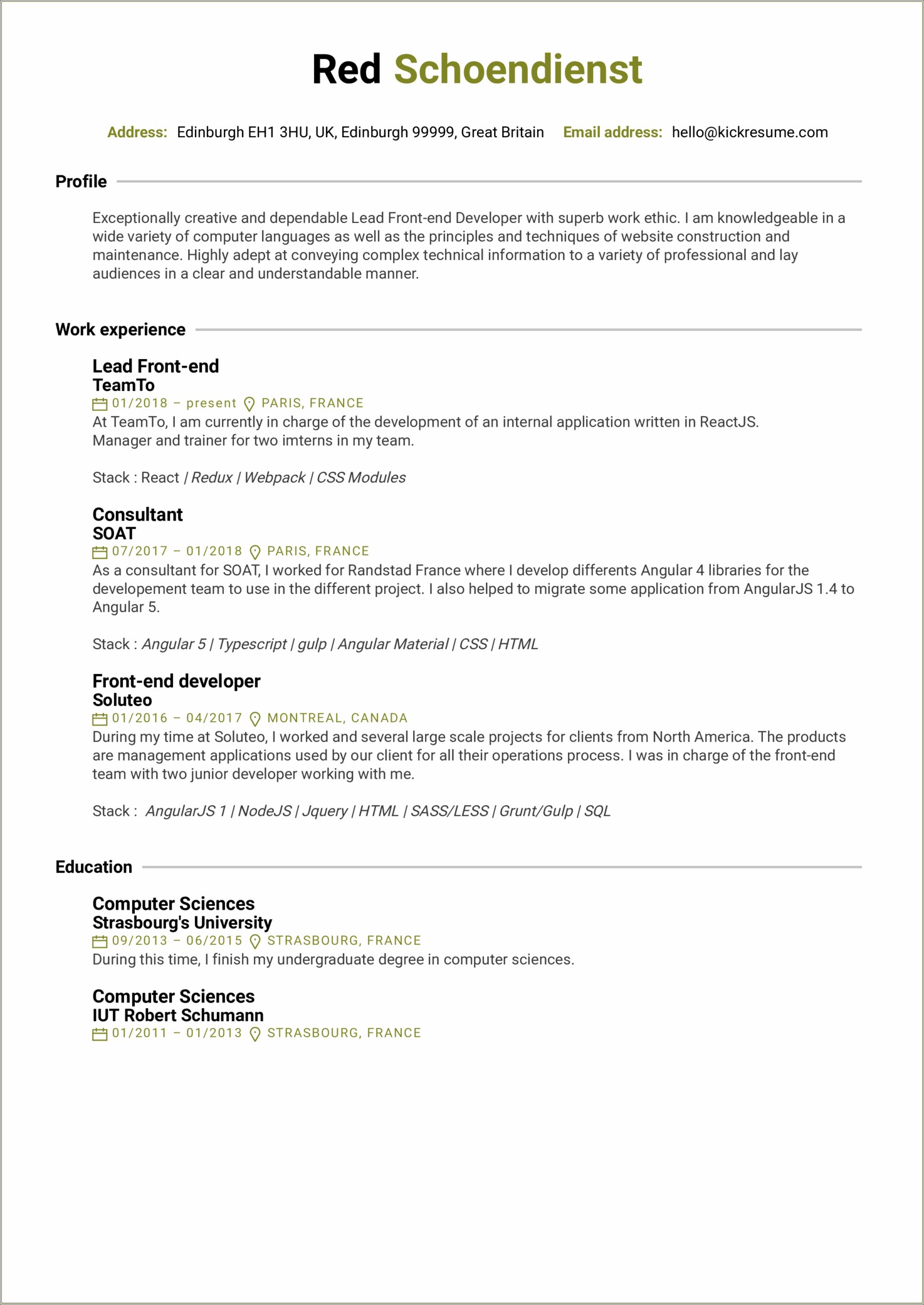 Front End Engineer Resume Examples - Resume Example Gallery