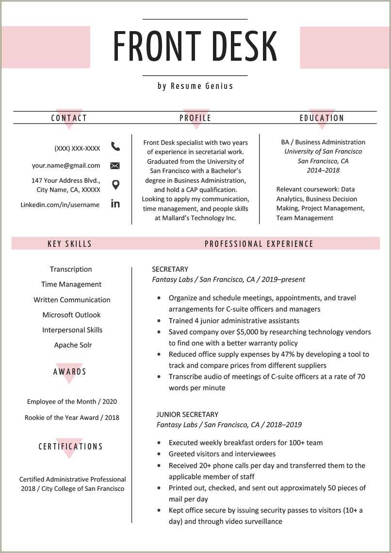 Front Office Objective Resume Examples Resume Example Gallery Front Office Objective Resume Examples Resume Example Gallery