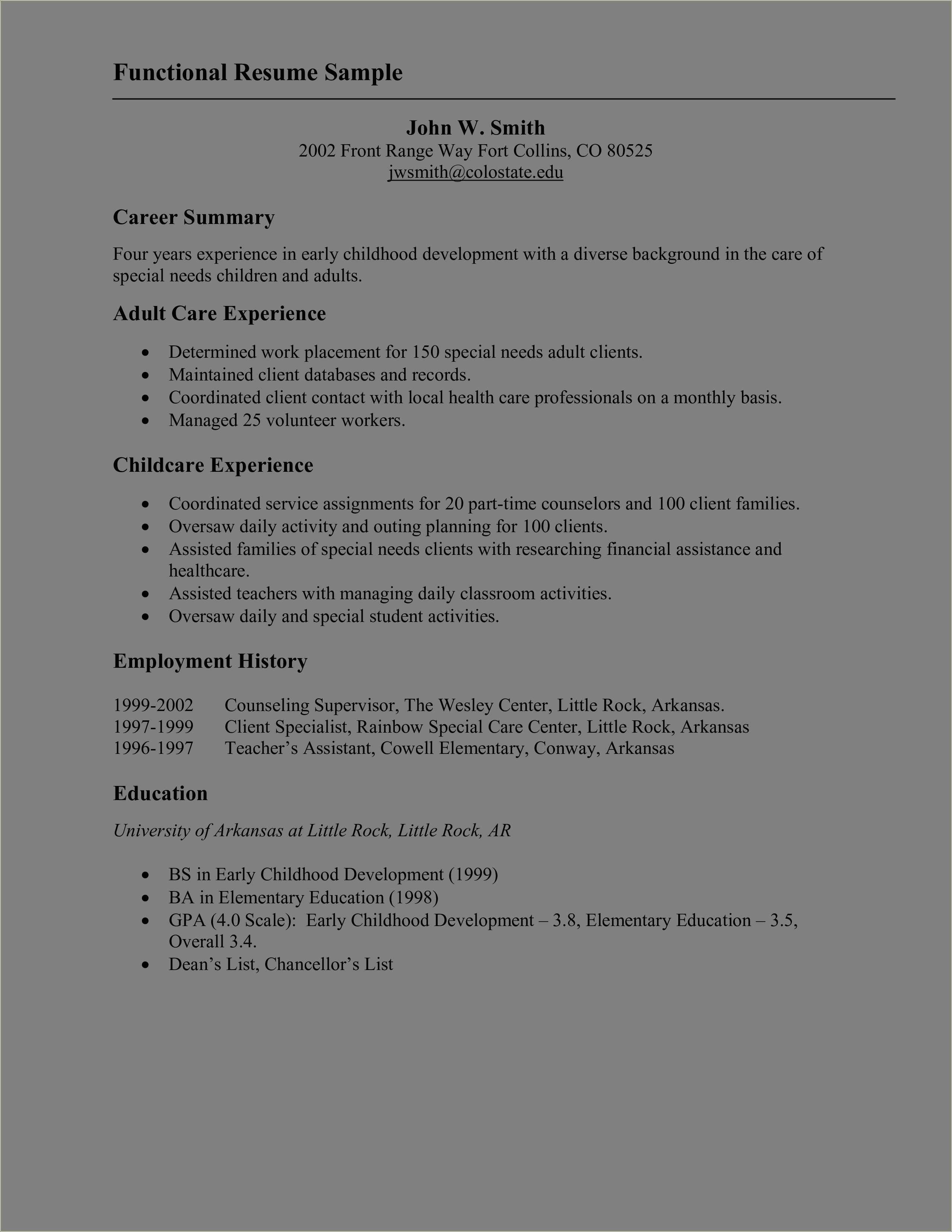 Functional Resume For Management Position Resume Example Gallery