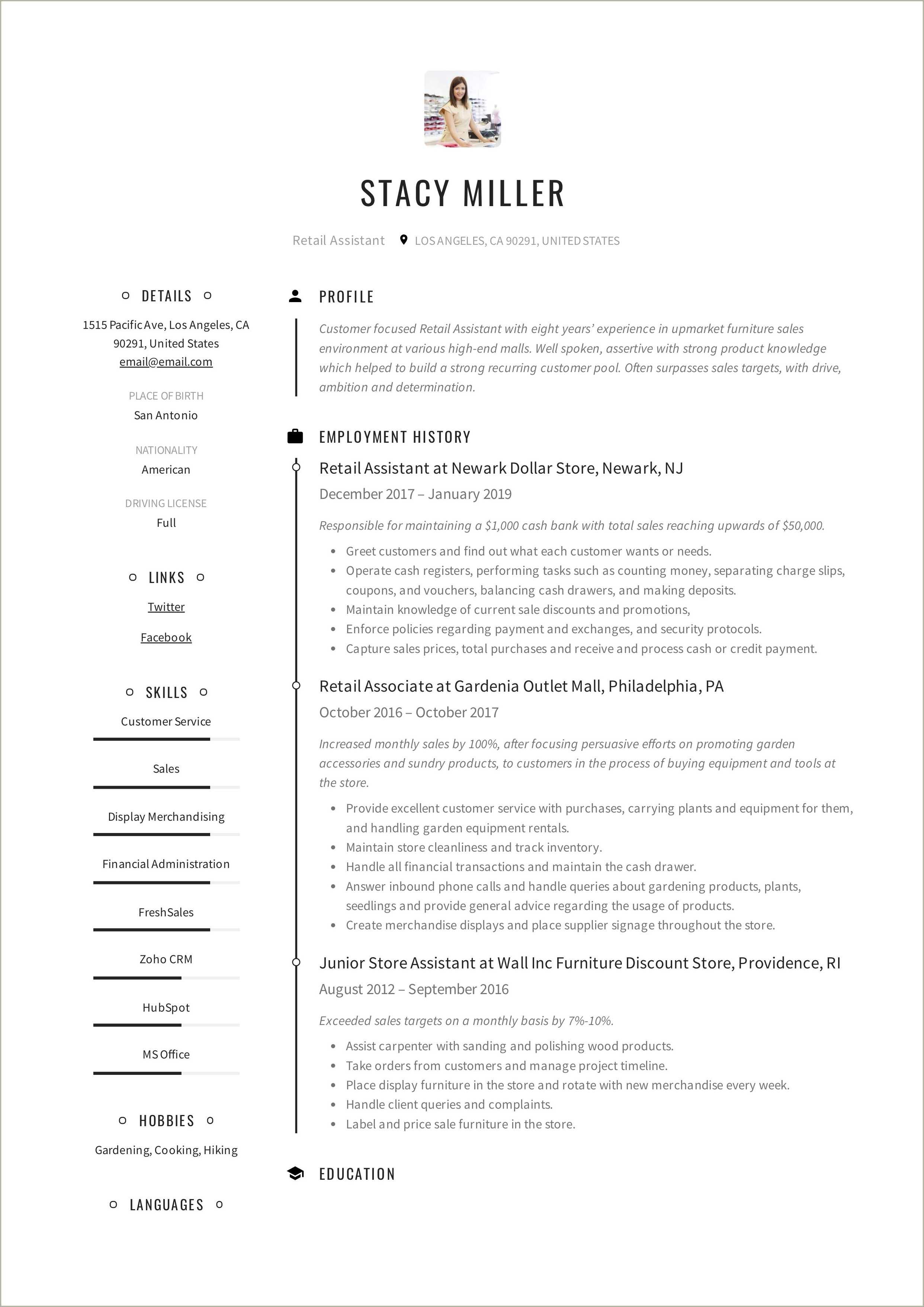 Retail Furniture Sales Resume Examples Resume Example Gallery retail-furniture-sales-resume-examples-resume-example-gallery