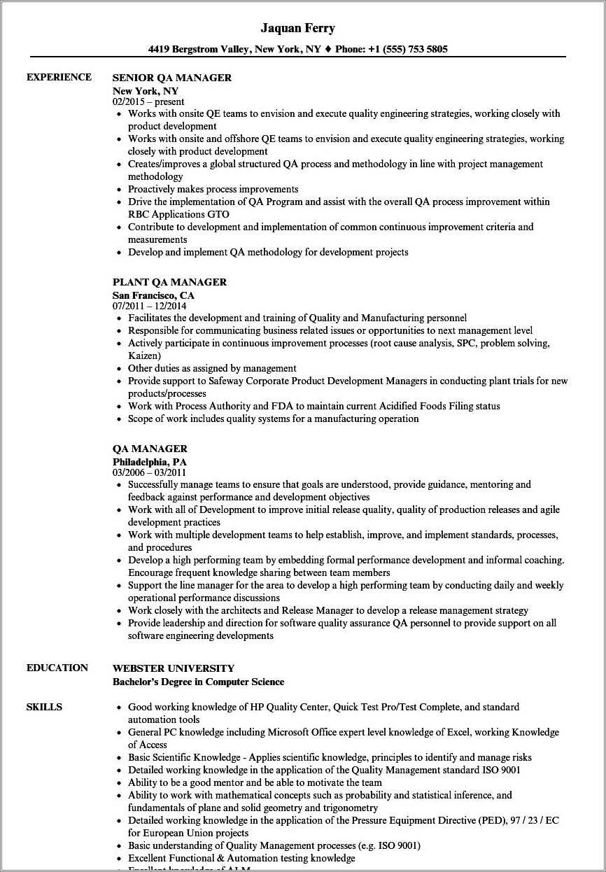 Garment Quality Assurance Manager Resume Resume Example Gallery garment-quality-assurance-manager-resume-resume-example-gallery