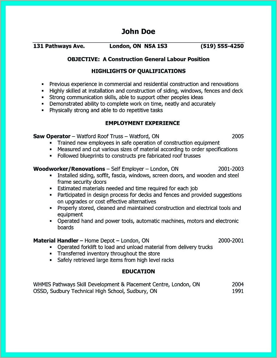 General Labor Objectives For Resume Resume Example Gallery general-labor-objectives-for-resume-resume-example-gallery