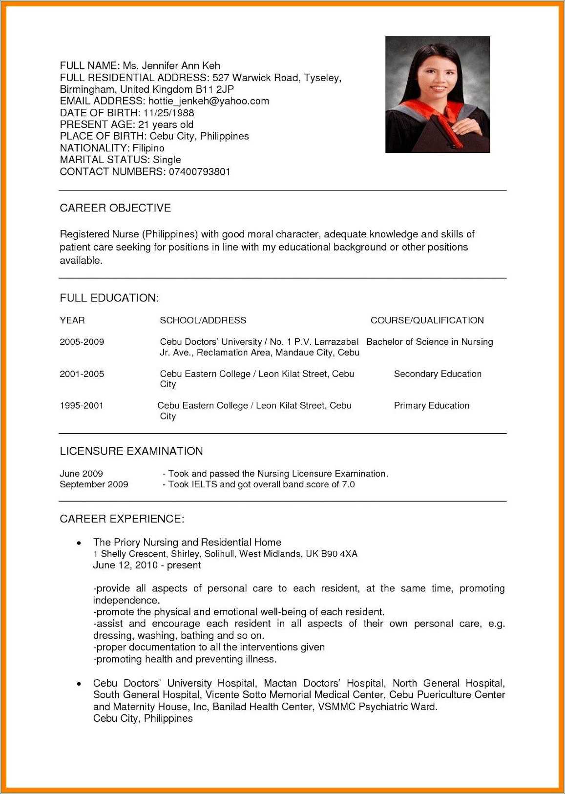 Sample Staff Nurse Resume Malaysia Resume Example Gallery
