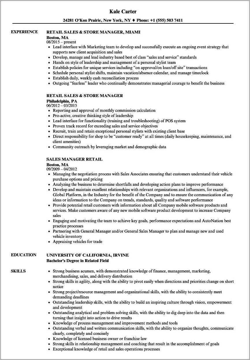Good Objective For Retail Sales Resume Resume Example Gallery