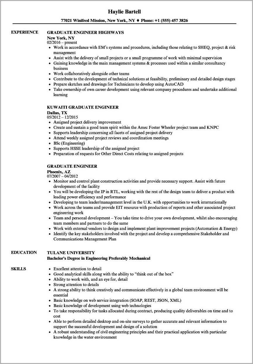 Good Resume Format For Engineering Students Resume Example Gallery