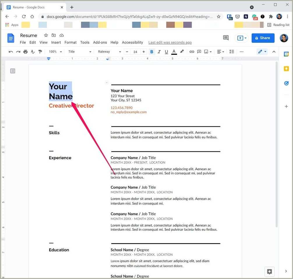 Google Doc Resume Template Example Resume Example Gallery