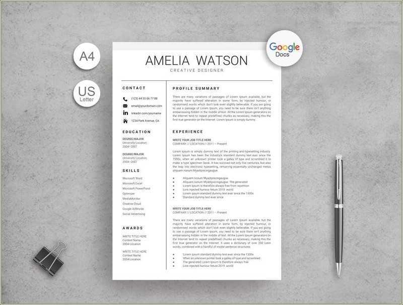 Google Docs Resume Template For Seniors Resume Example Gallery