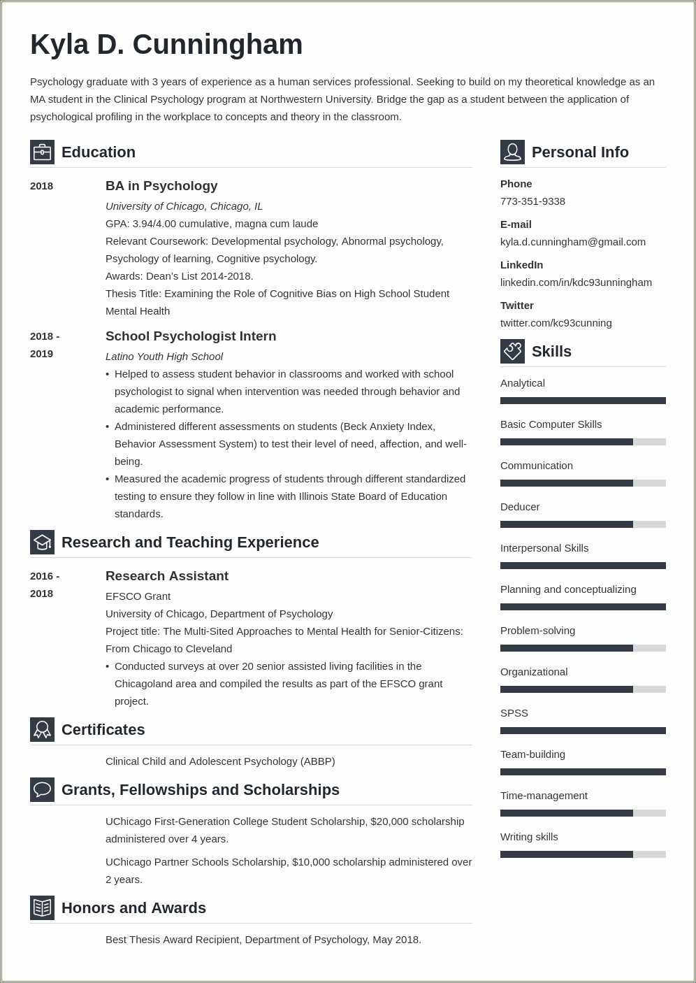 Graduate School Admission Resume Examples - Resume Example Gallery
