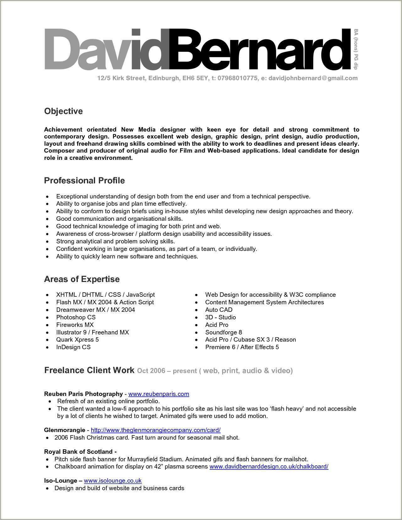 Resume Summary Examples Web Design Resume Example Gallery