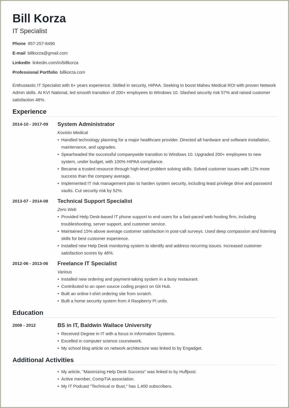 A Good Profile Statement For A Resume Resume Example Gallery