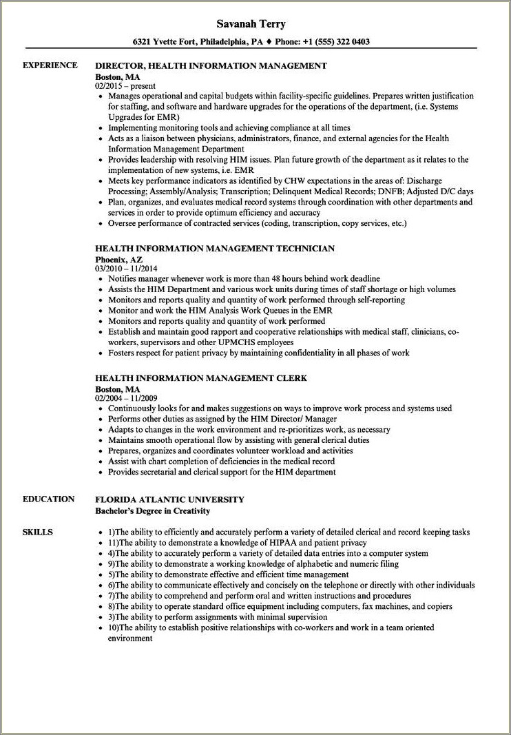 Health Information Management Resume Example Resume Example Gallery health-information-management-resume-example-resume-example-gallery