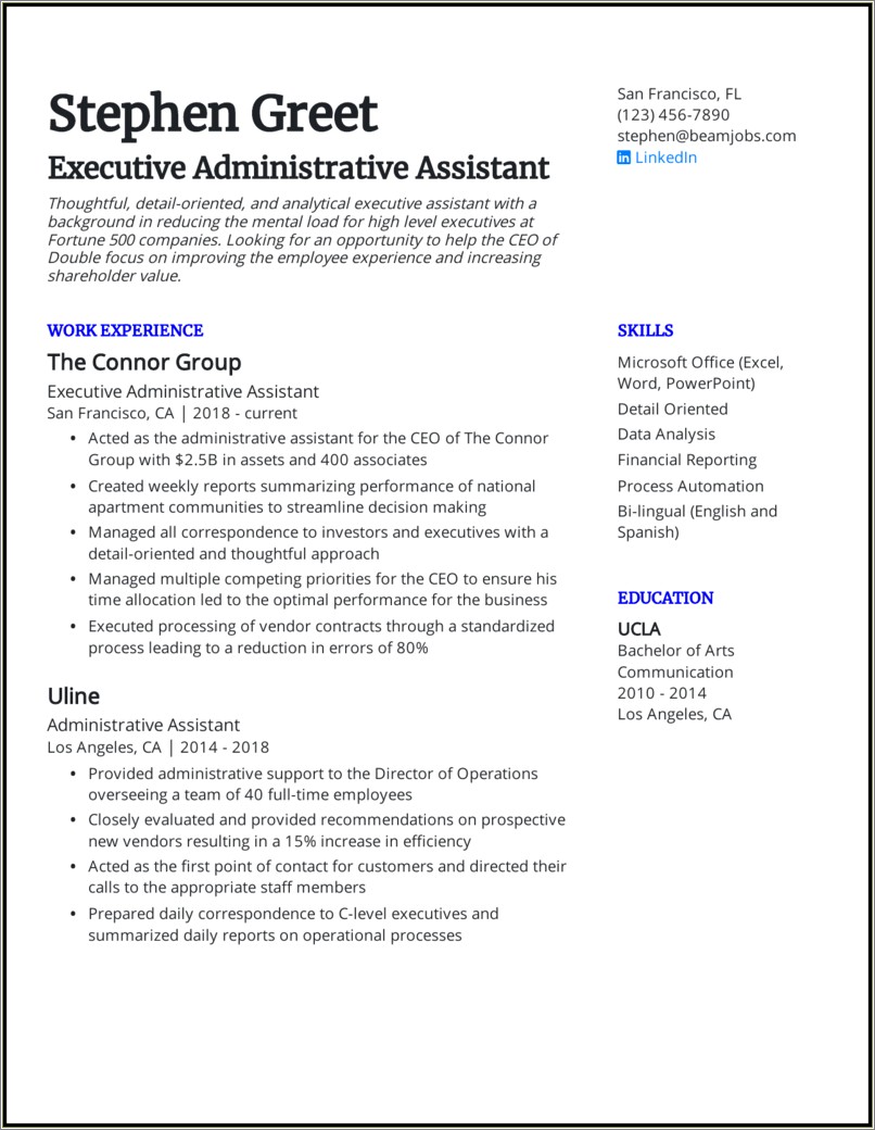 Career Objective Examples For Healthcare Administration