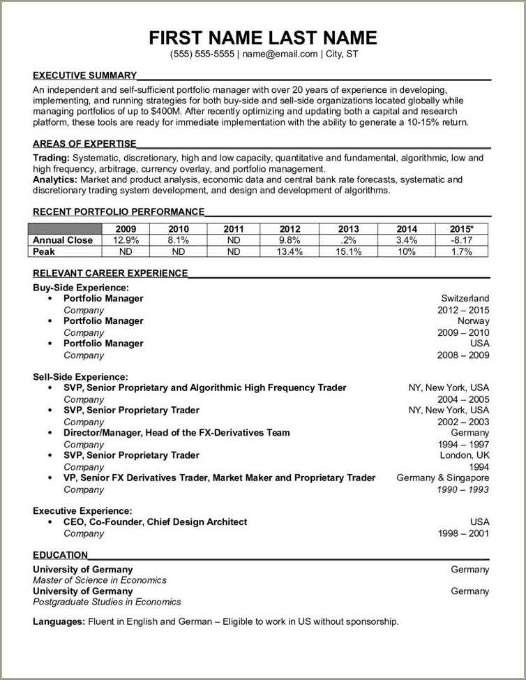 Hedge Fund Accounting Resume Samples Resume Example Gallery