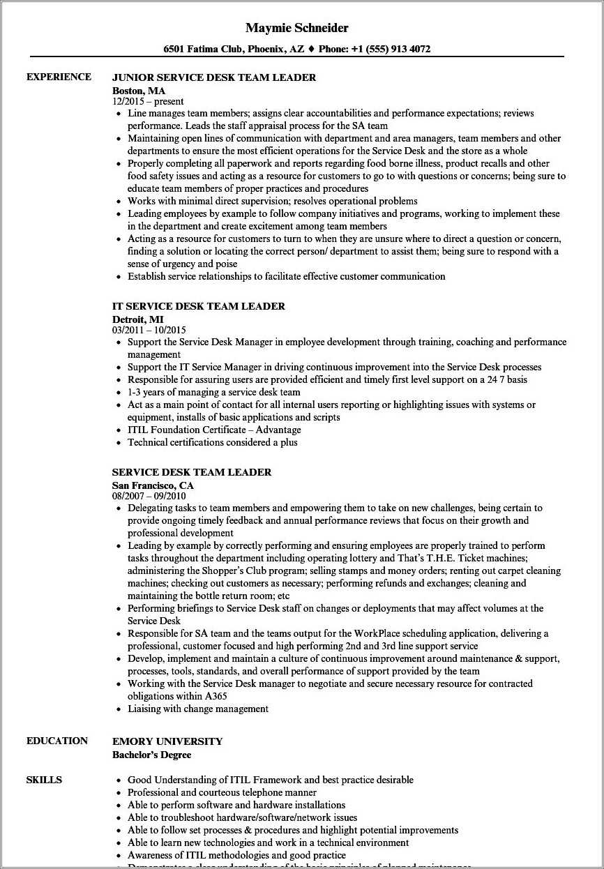 Help Desk Job Description For Resume