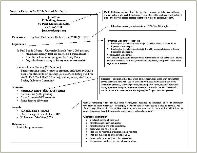 High School Student Resume Sample Pdf Resume Example Gallery
