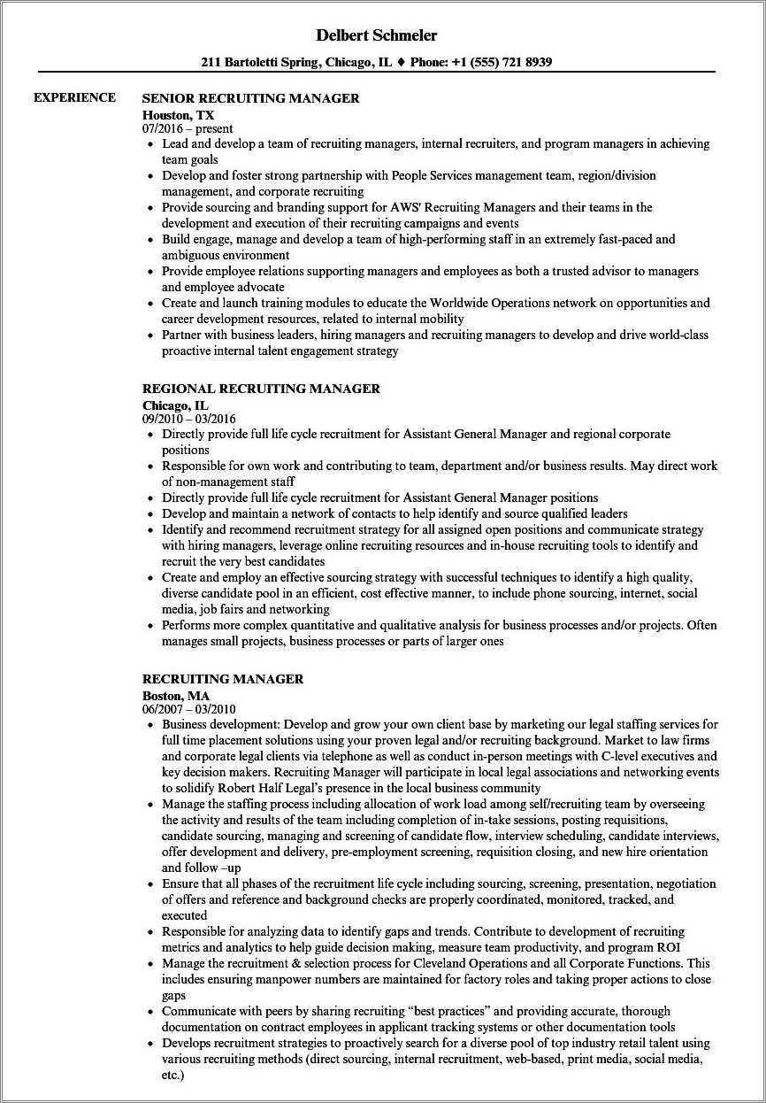 Hiring Manager Job Description Resume Resume Example Gallery