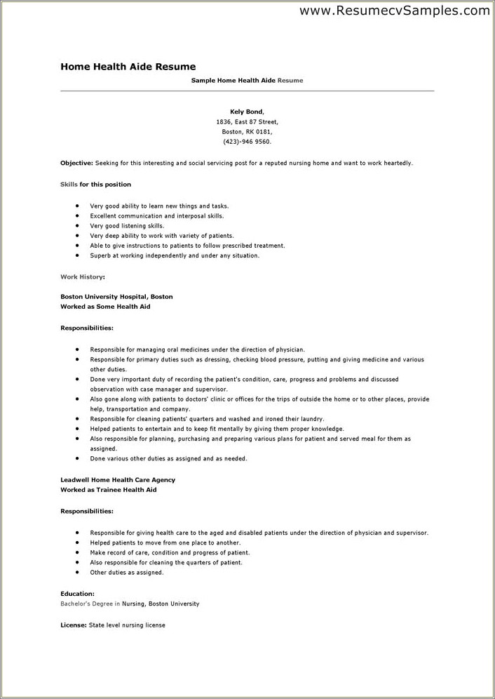 Home Health Care Aide Resume Samples Resume Example Gallery home-health-care-aide-resume-samples-resume-example-gallery