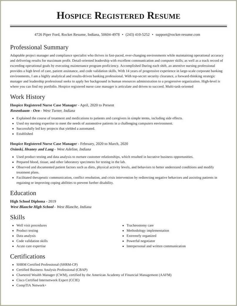 Hospice Case Manager Summary Resume Resume Example Gallery