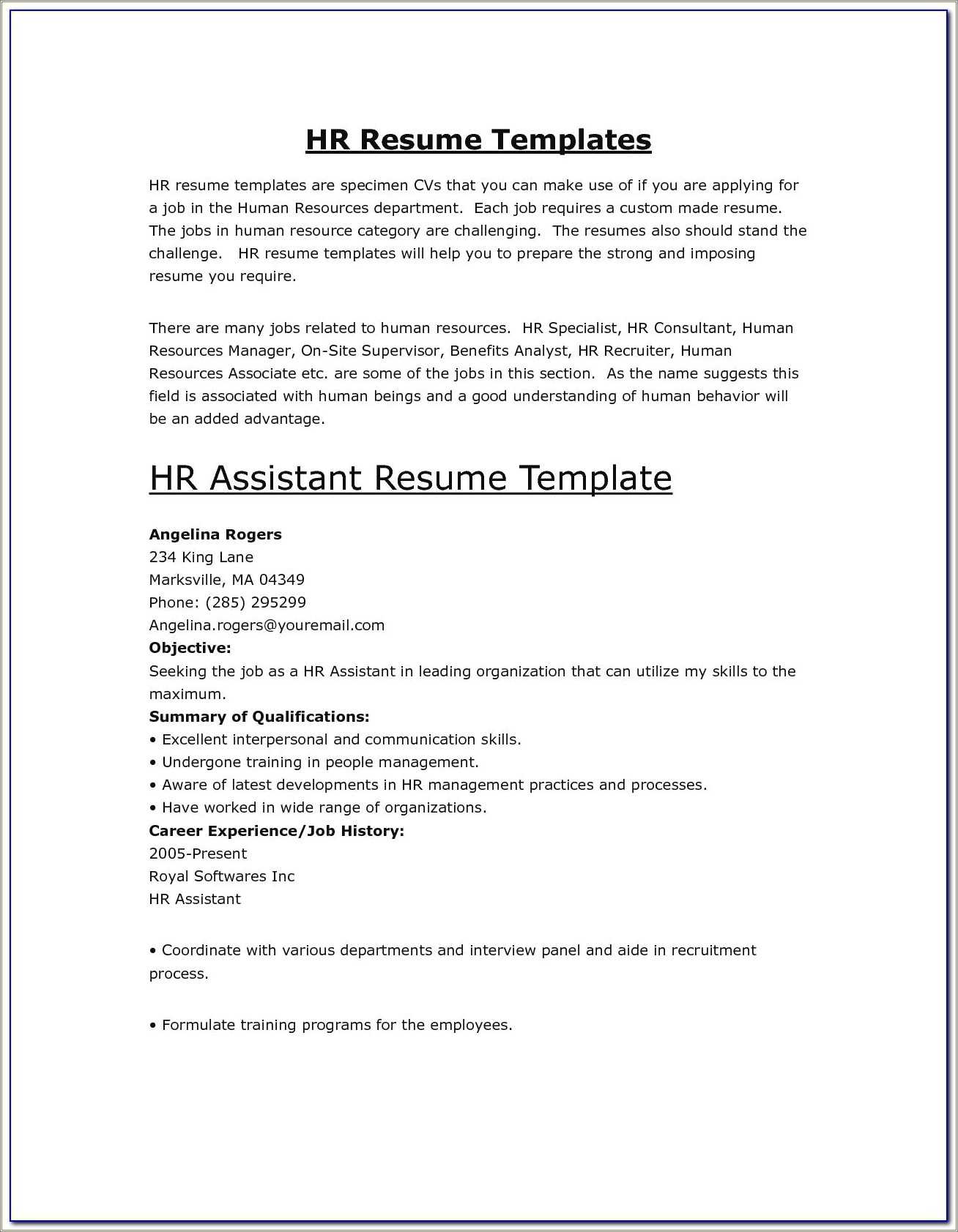 Hr Assistant Resume Summary Examples Resume Example Gallery hr-assistant-resume-summary-examples-resume-example-gallery