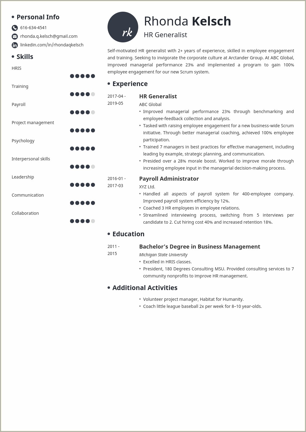 Hr Generalist Resume Sample India - Resume Example Gallery