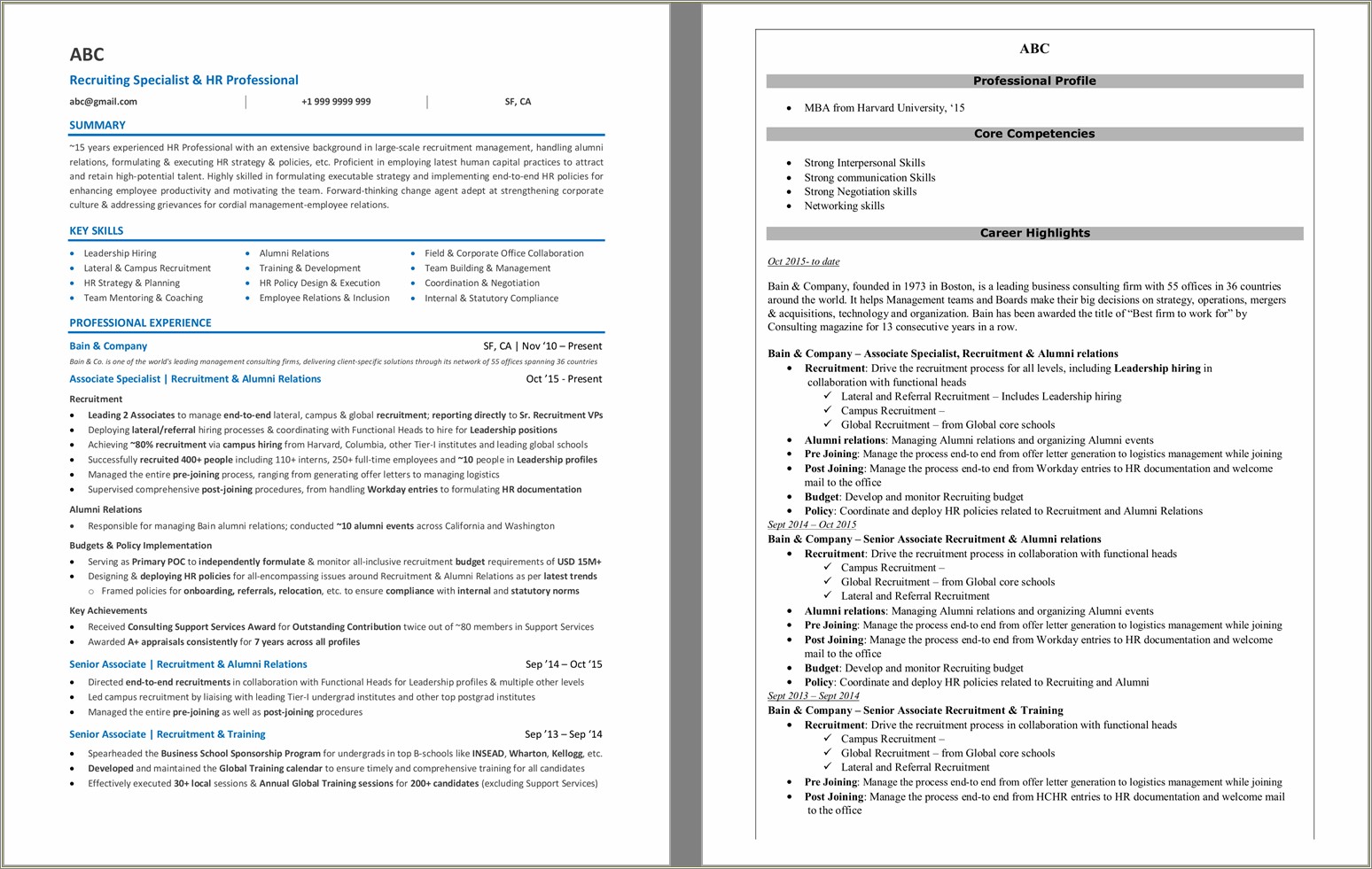 Hr Sample Resume For Hr Executive In India Resume Example Gallery