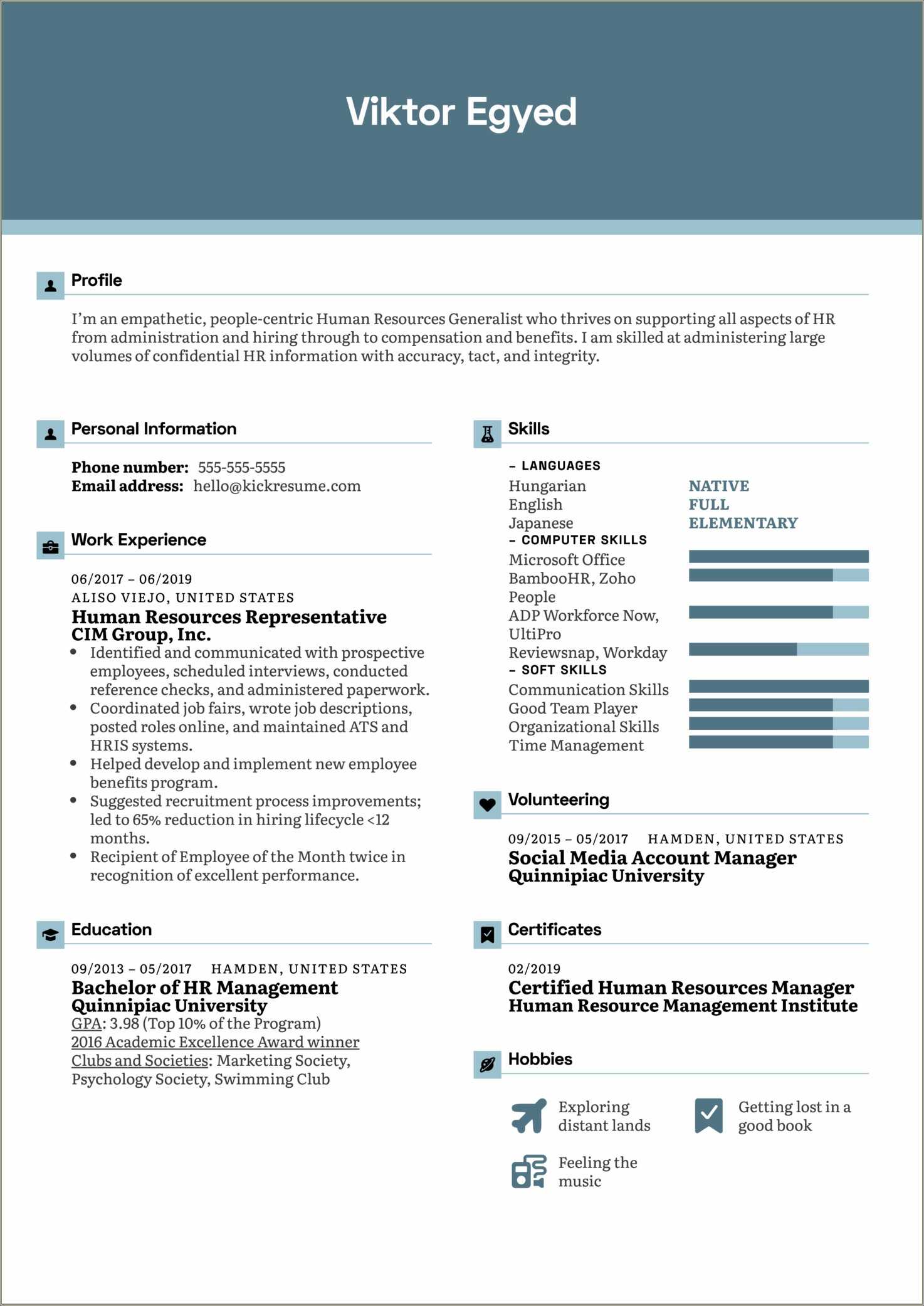 free-human-resource-resume-template-resume-example-gallery