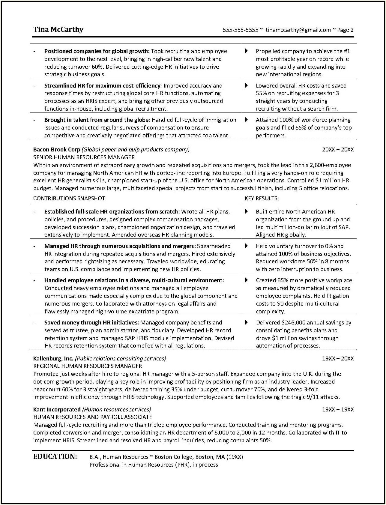 Human Resources Resume Samples Professional Summary Resume Example Gallery