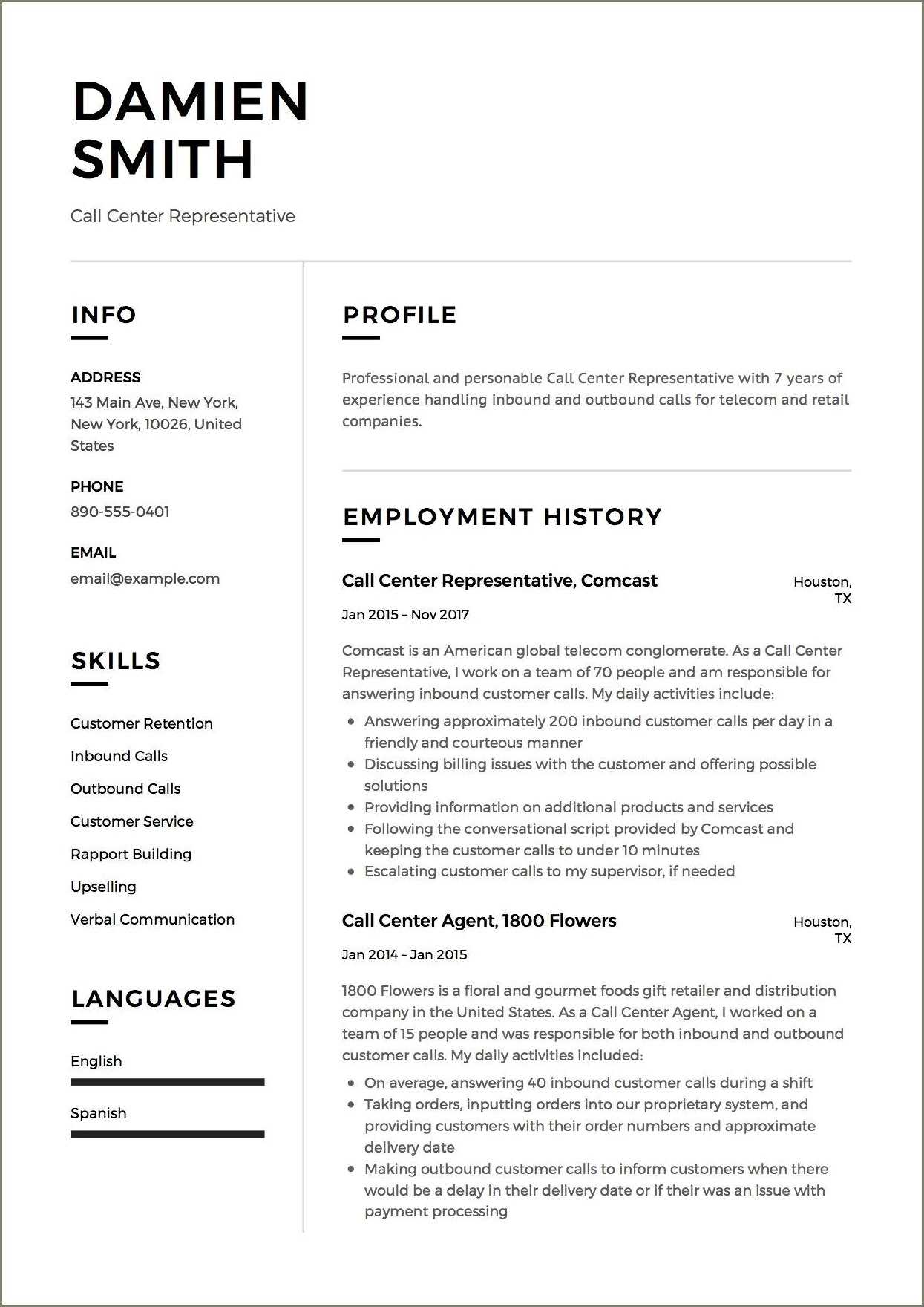 Inbound Call Center Resume Example Resume Example Gallery inbound-call-center-resume-example-resume-example-gallery