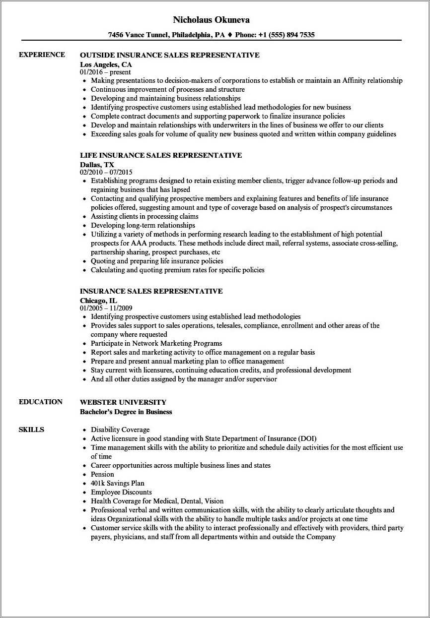 Insurance Sales Rep Resume Sample Resume Example Gallery insurance-sales-rep-resume-sample-resume-example-gallery