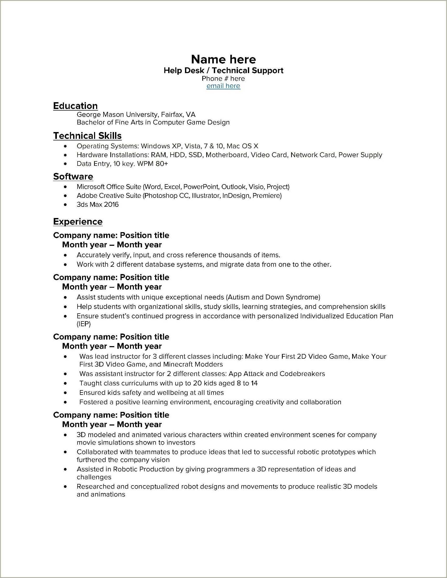 It Help Desk Technician Resume Skills Resume Example Gallery