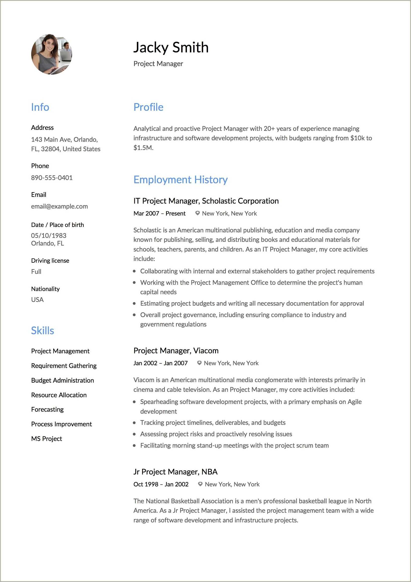 It Infrastructure Project Manager Resume Sample Resume Example Gallery it-infrastructure-project-manager-resume-sample-resume-example-gallery