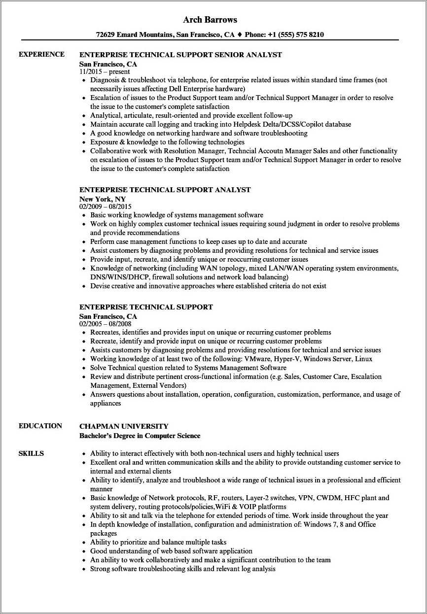It Support Job Description For Resume Resume Example Gallery