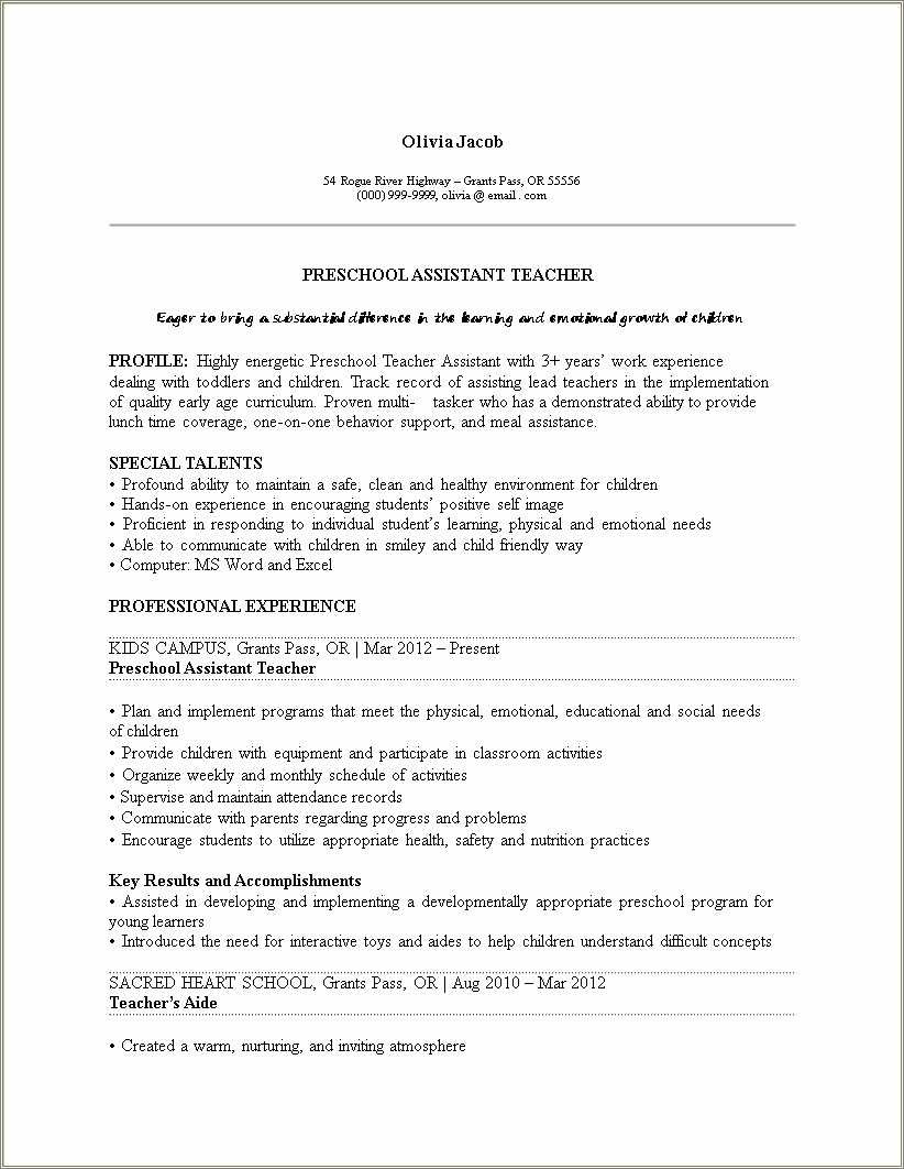 Kindergarten Teacher Assistant Resume Examples Resume Example Gallery kindergarten-teacher-assistant-resume-examples-resume-example-gallery
