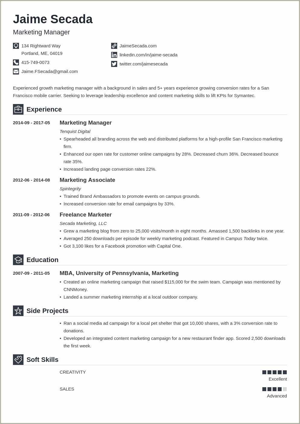 Marketing Resume Executive Summary Example Resume Example Gallery