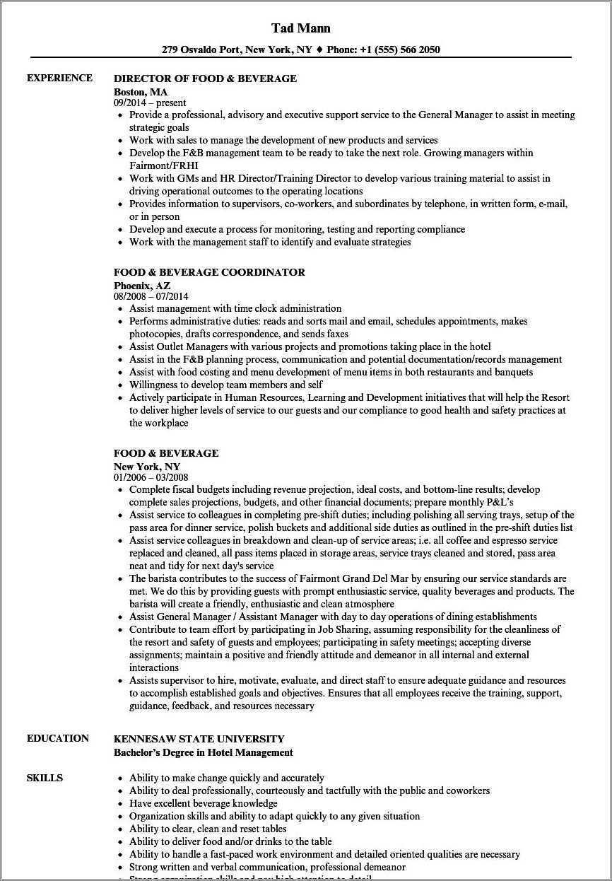 Marriott Food And Beverage Manager Resume Resume Example Gallery marriott-food-and-beverage-manager-resume-resume-example-gallery