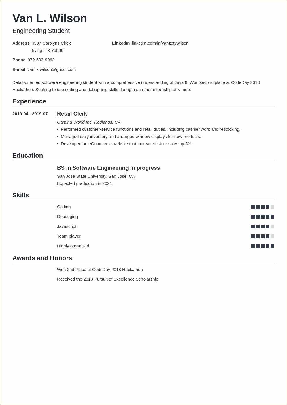 Mechanical Engineer Internship Resume Example Resume Example Gallery