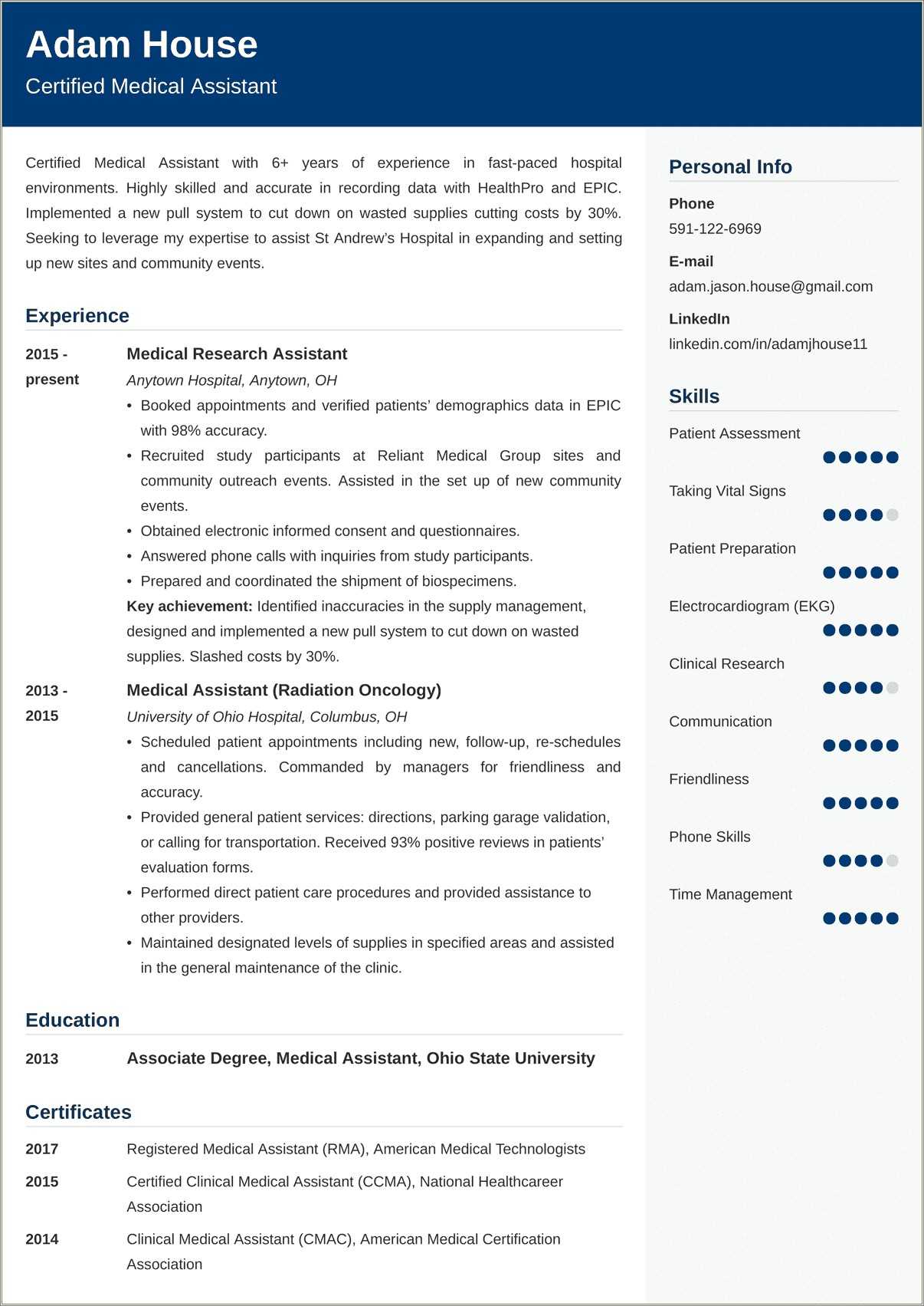 Medical Assistant Resume Examples No Experience Resume Example Gallery